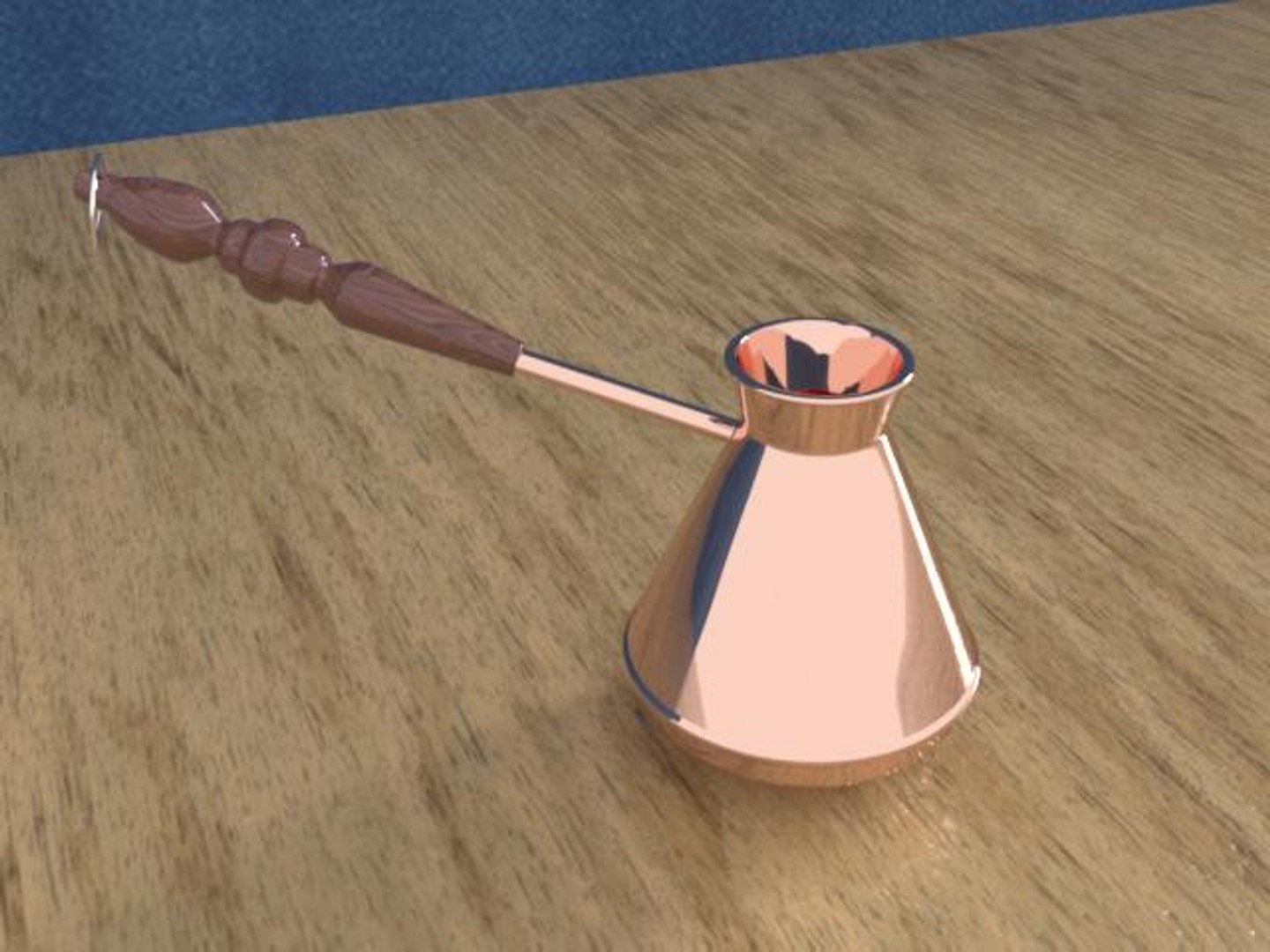 3D Copper Turk With Wooden Handle Model - TurboSquid 1727936