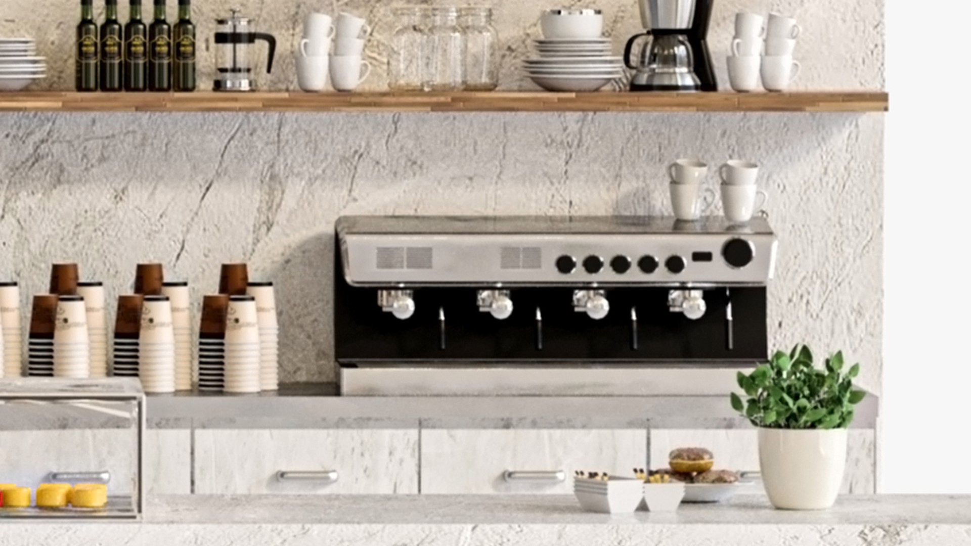 3D Coffee Point With A Coffee Machine In The Shopping Center ...