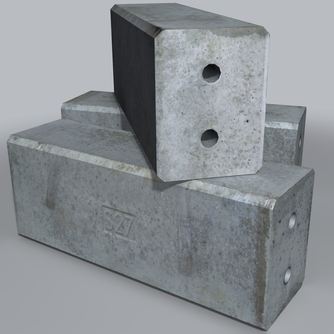 concrete construction blocks 3d 3ds