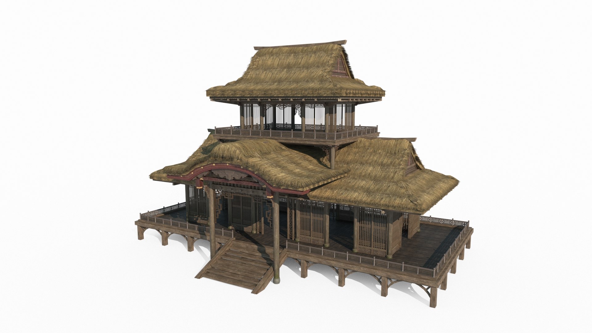 Ancient Asian Architecture Thatched Hall 3D - TurboSquid 2134871
