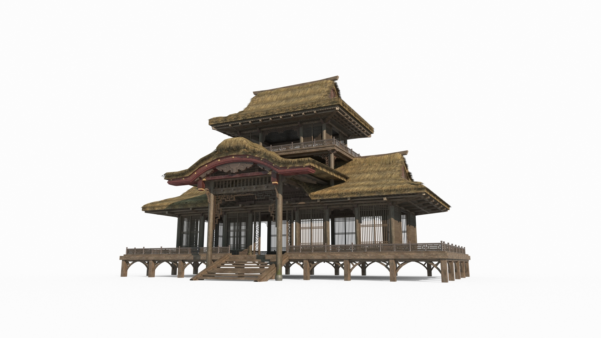 Ancient Asian Architecture Thatched Hall 3D - TurboSquid 2134871