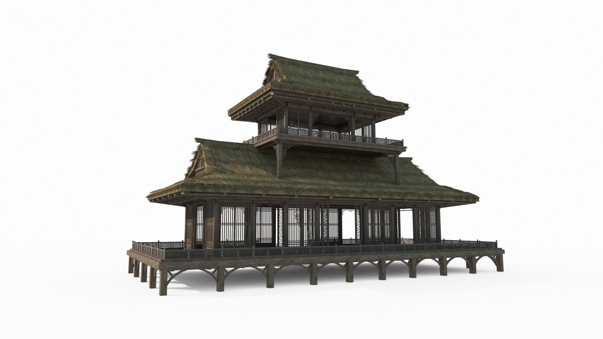 Ancient Asian Architecture Thatched Hall 3D - TurboSquid 2134871