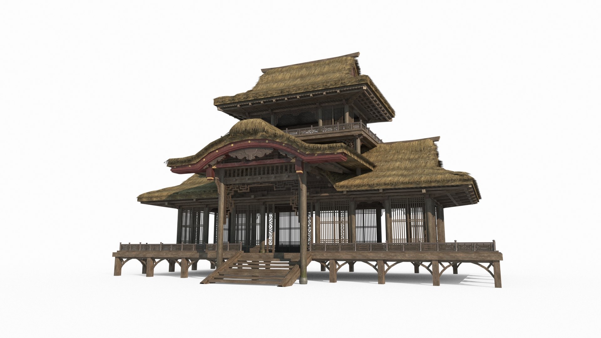 Ancient Asian Architecture Thatched Hall 3D - TurboSquid 2134871