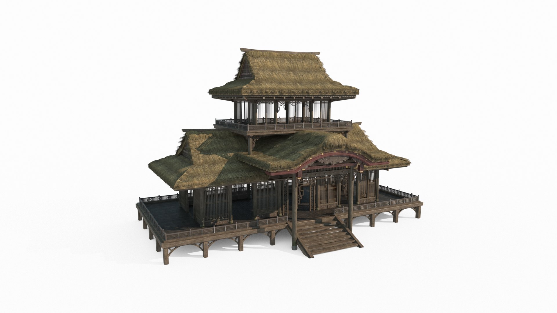 Ancient Asian Architecture Thatched Hall 3D - TurboSquid 2134871