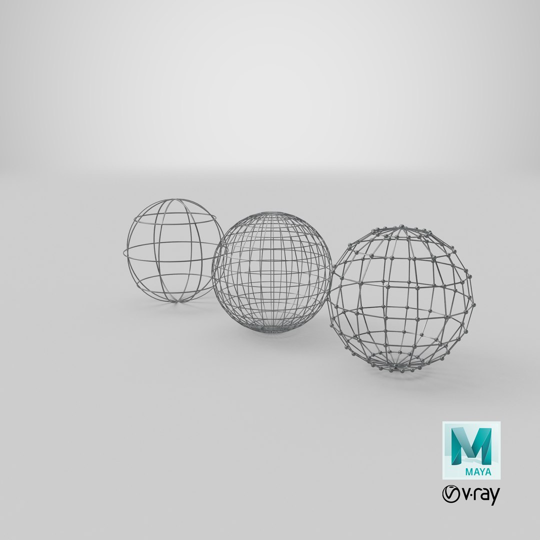 Wireframe Sphere Set 3D - TurboSquid 1801437