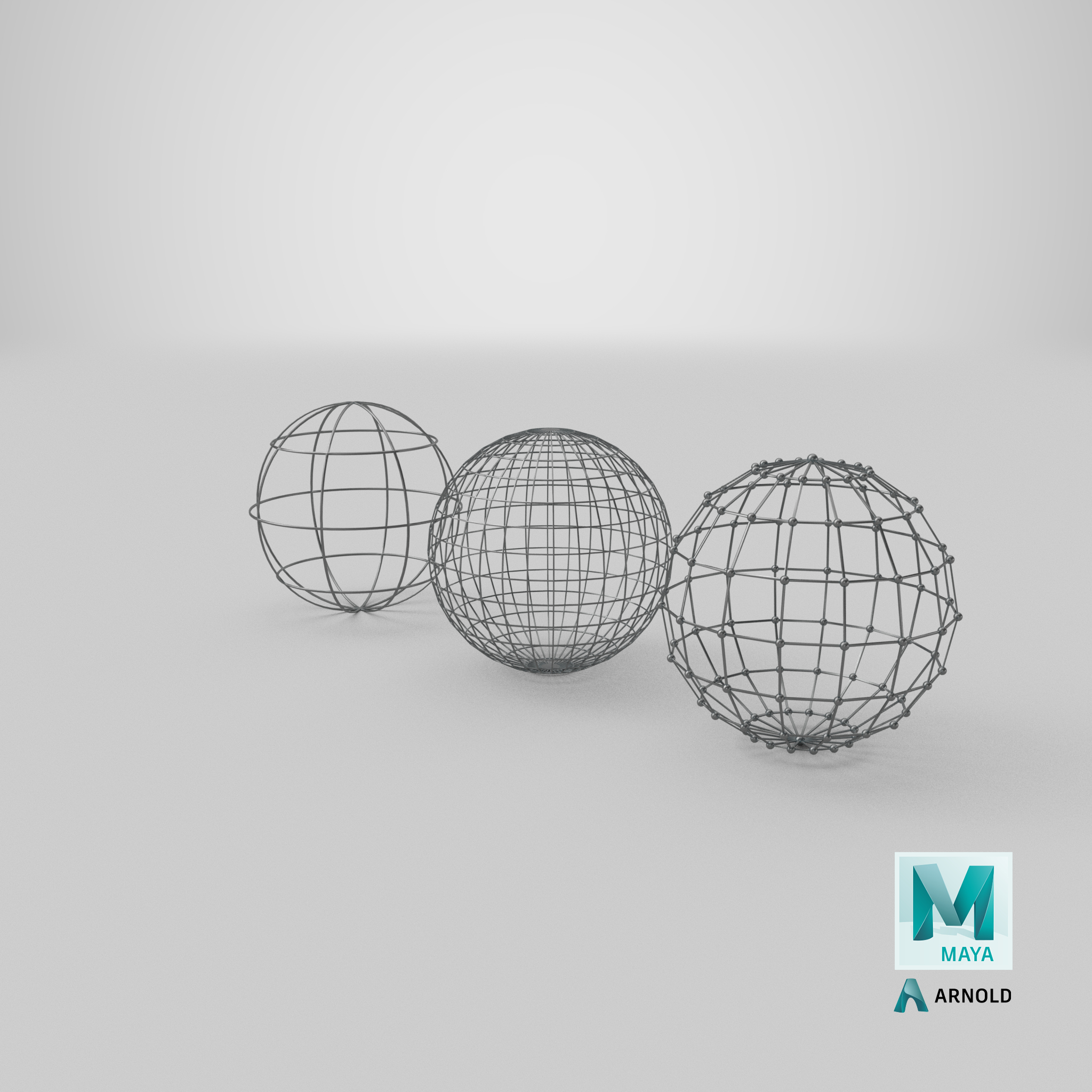 Wireframe Sphere Set 3D - TurboSquid 1801437