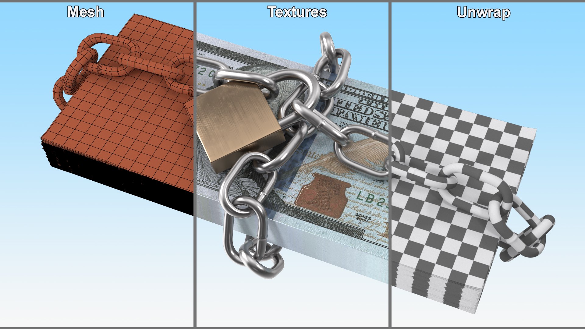 3D Chained Dollars - TurboSquid 2269705