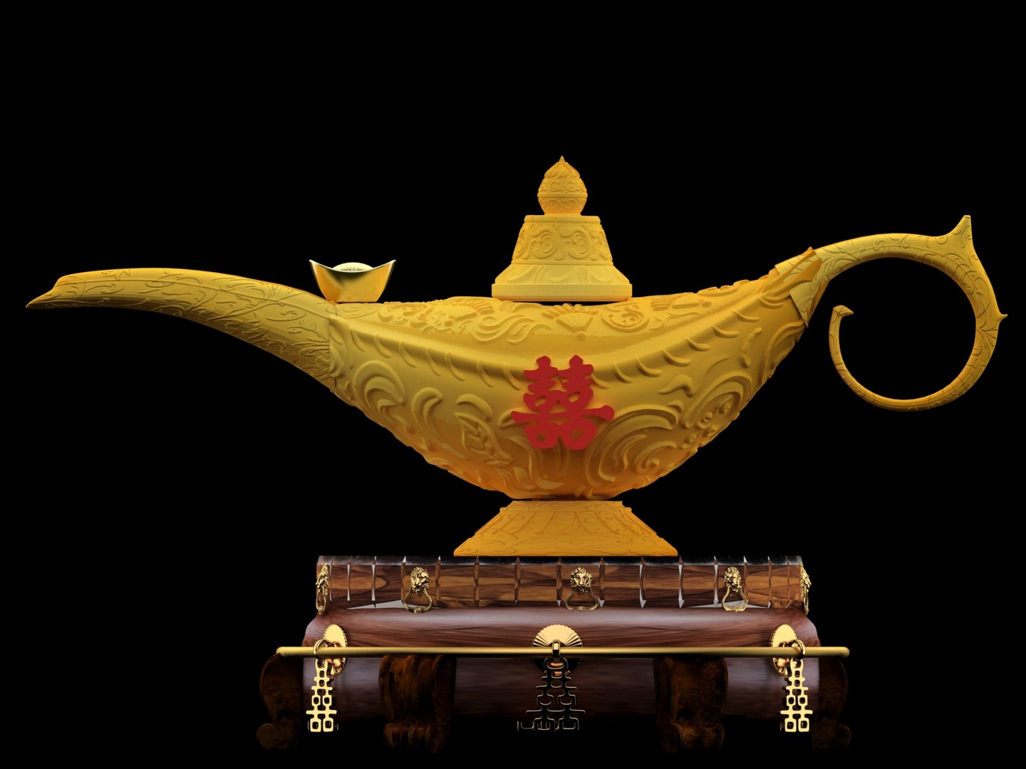 Chinese magic lamp yuanbao model - TurboSquid 1575065