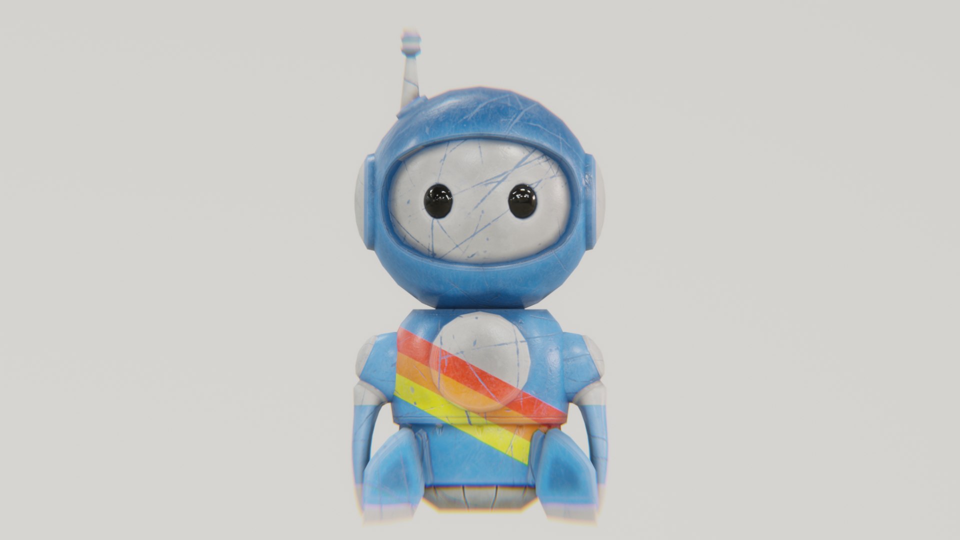 3D Retrobot Sky Paint Version - Technology Mascot - App And Game Ready Model - TurboSquid 1858264