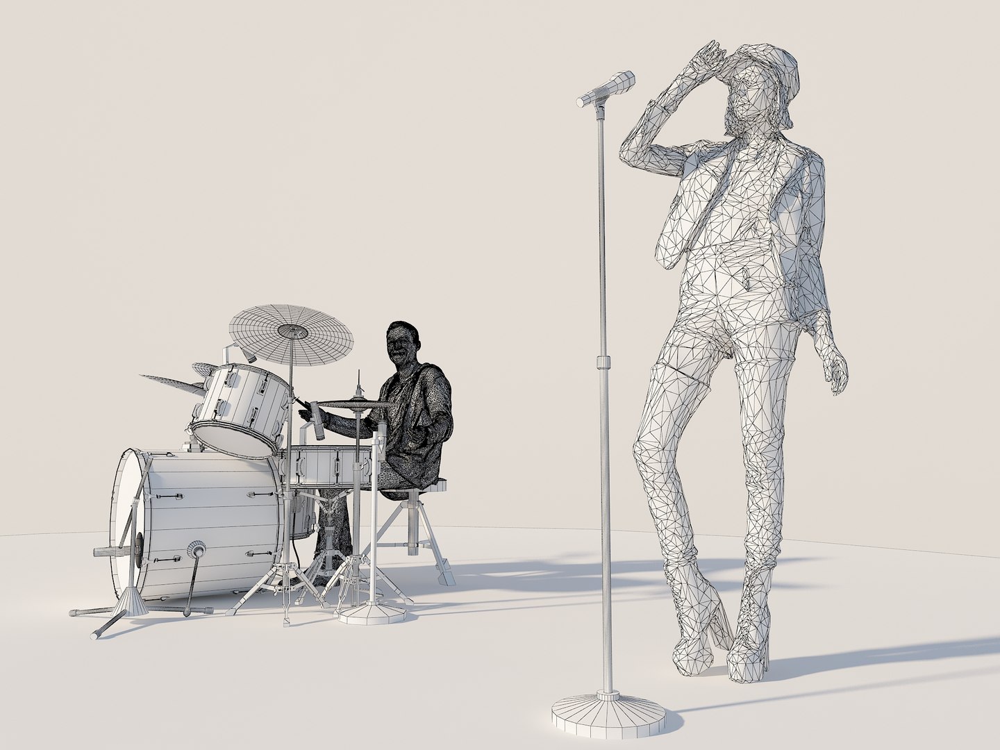 3D Singer Perform Female Singer Drummer - TurboSquid 2162202