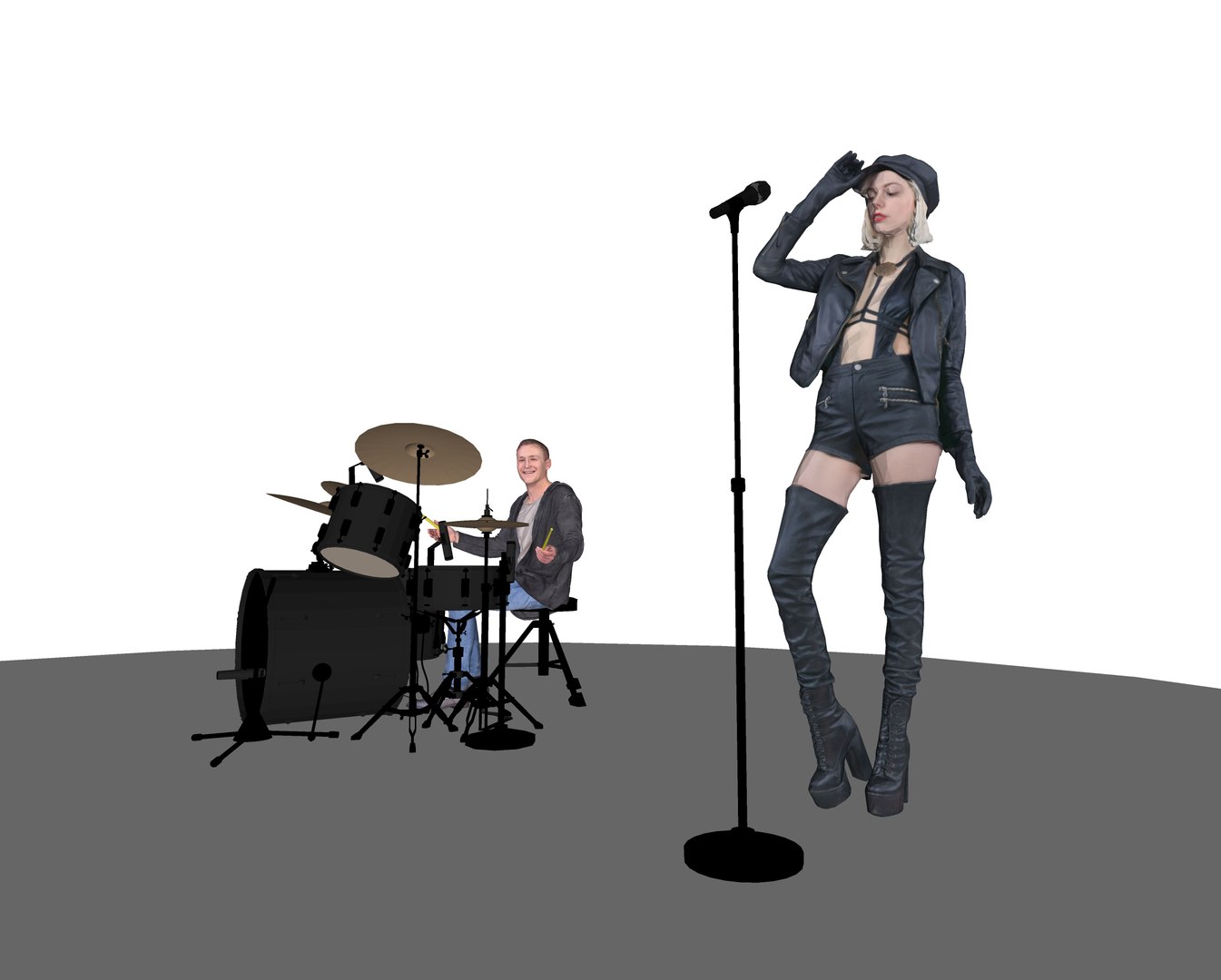 3D Singer Perform Female Singer Drummer - TurboSquid 2162202