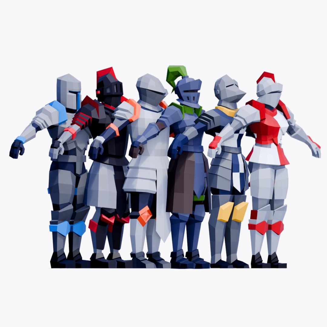 Low Poly Medieval Knights - Animated And Rigged 3D - TurboSquid 2365417