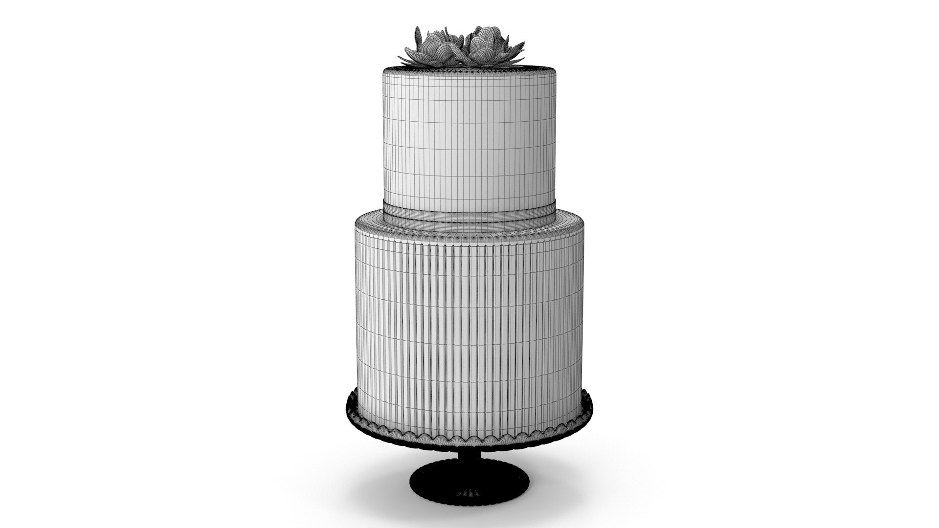 3D model Pink Flower Cake - TurboSquid 1813418