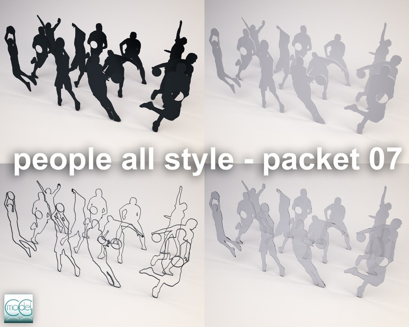 3d Silhouette People Model