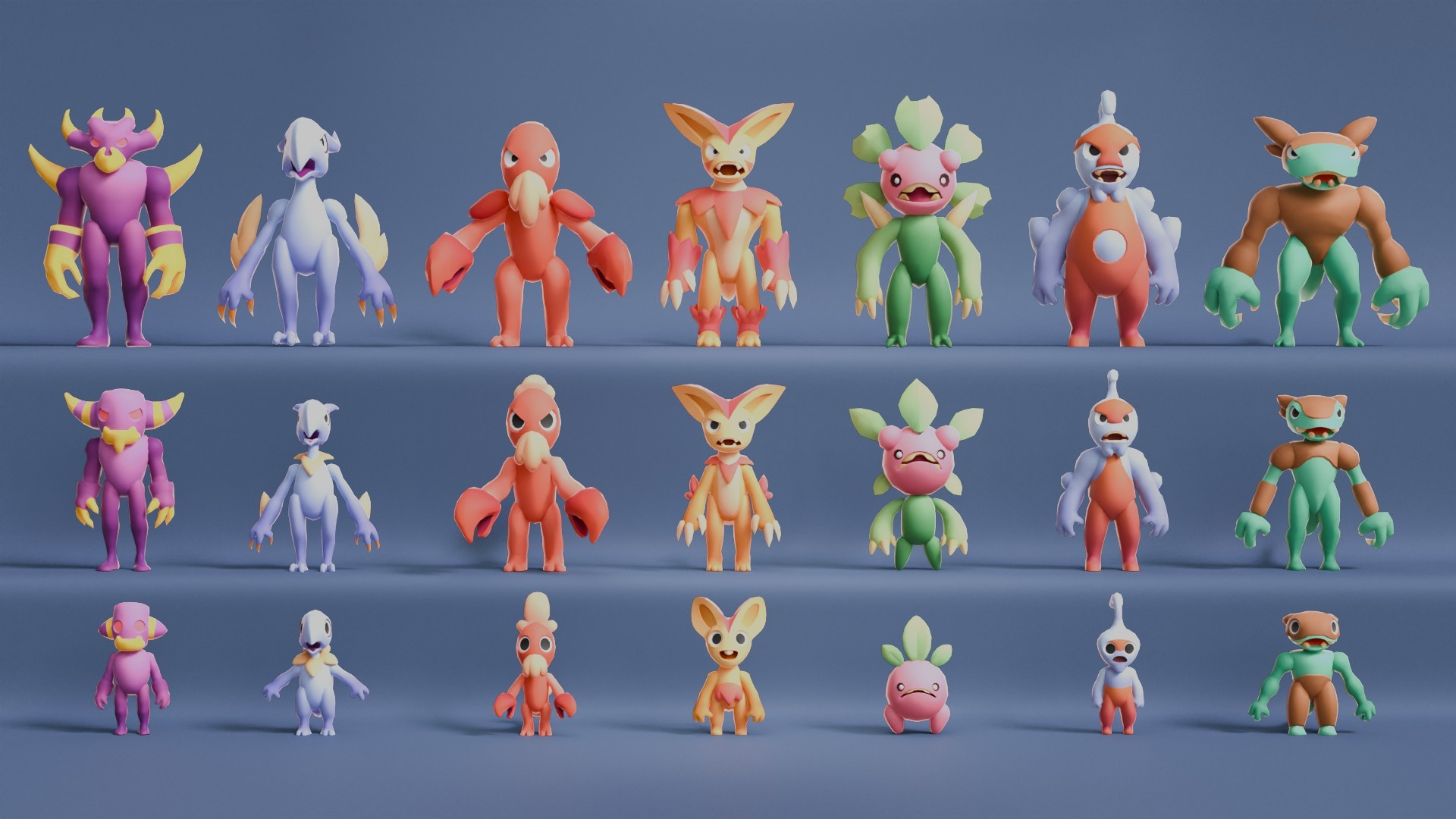 Cartoon Monsters Pack 01 Model - TurboSquid 2167317