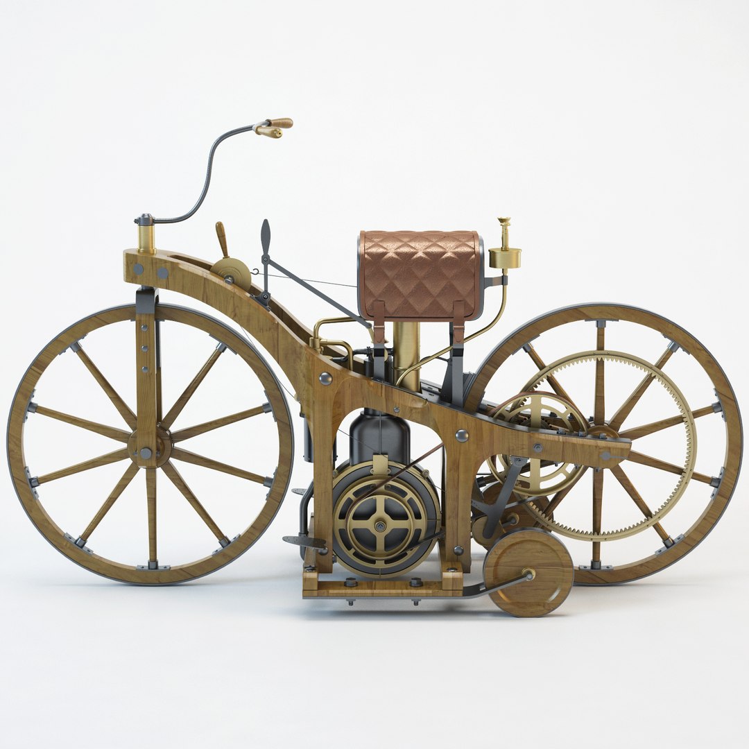 daimler reitwagen motorcycle 1885 3d obj
