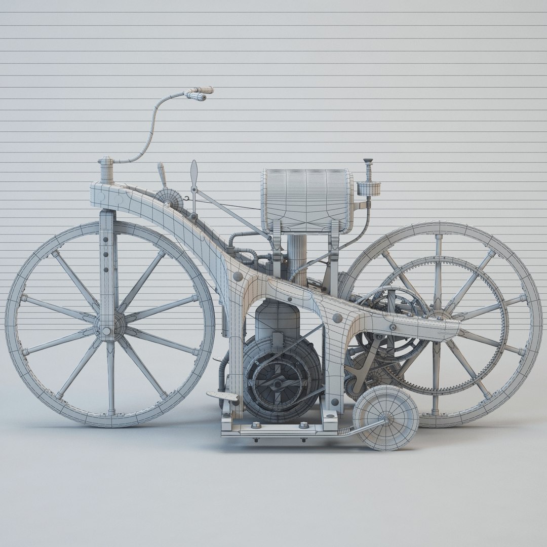 daimler reitwagen motorcycle 1885 3d obj