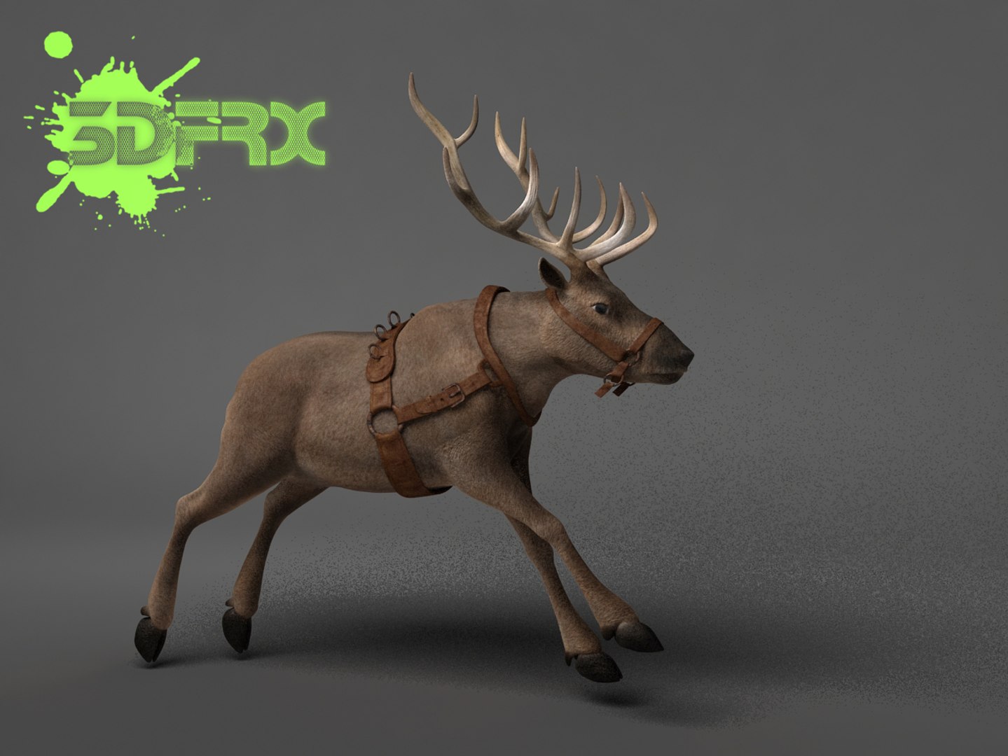 3d Model Of Rigged Posed Reindeer