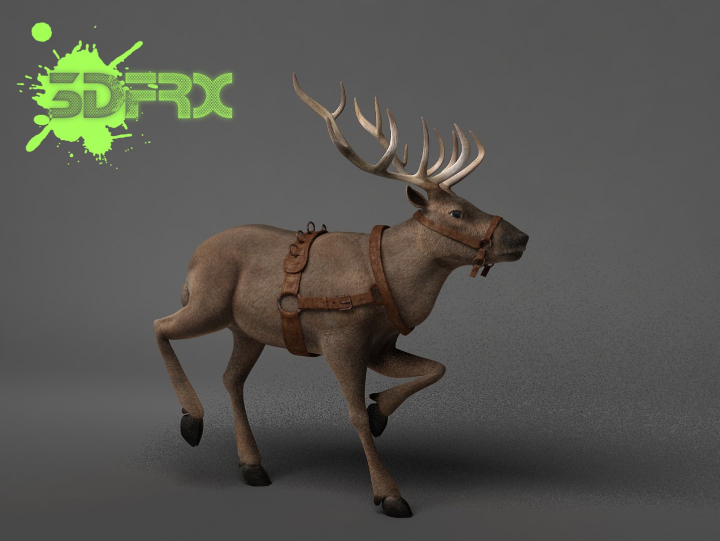 3d Model Of Rigged Posed Reindeer