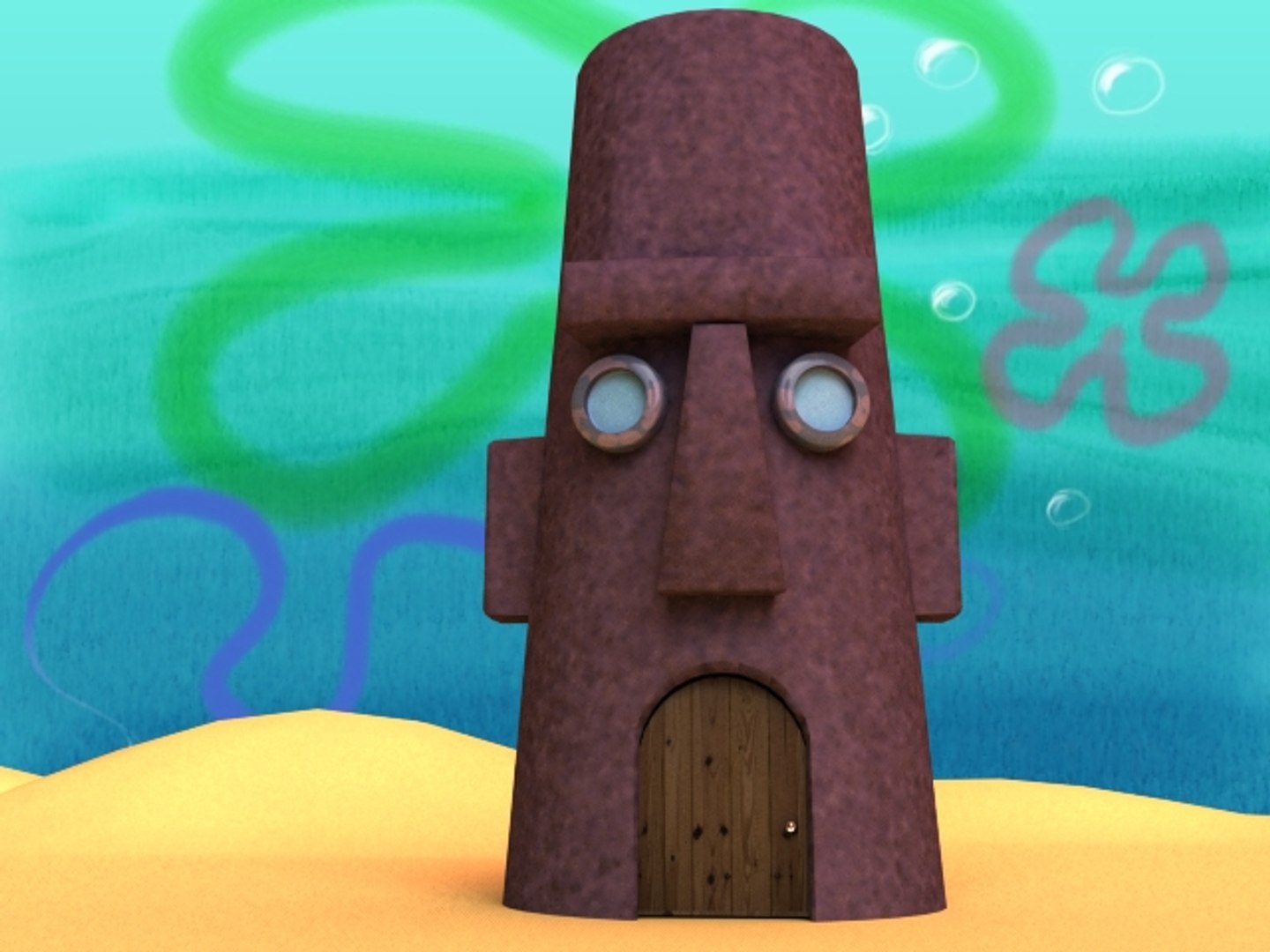 Lightwave Squidward Moai