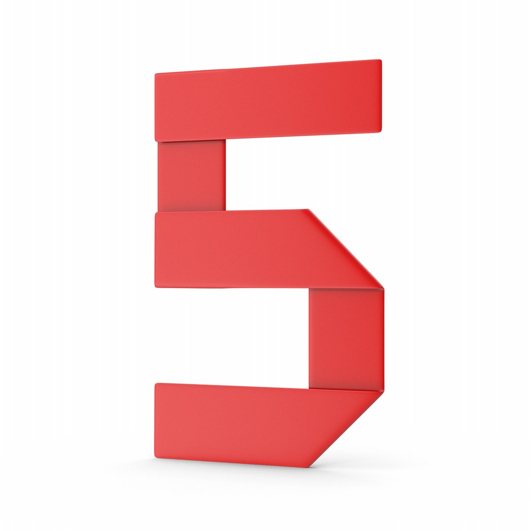 Red Ribbon Number 5 3D Model - TurboSquid 2166248