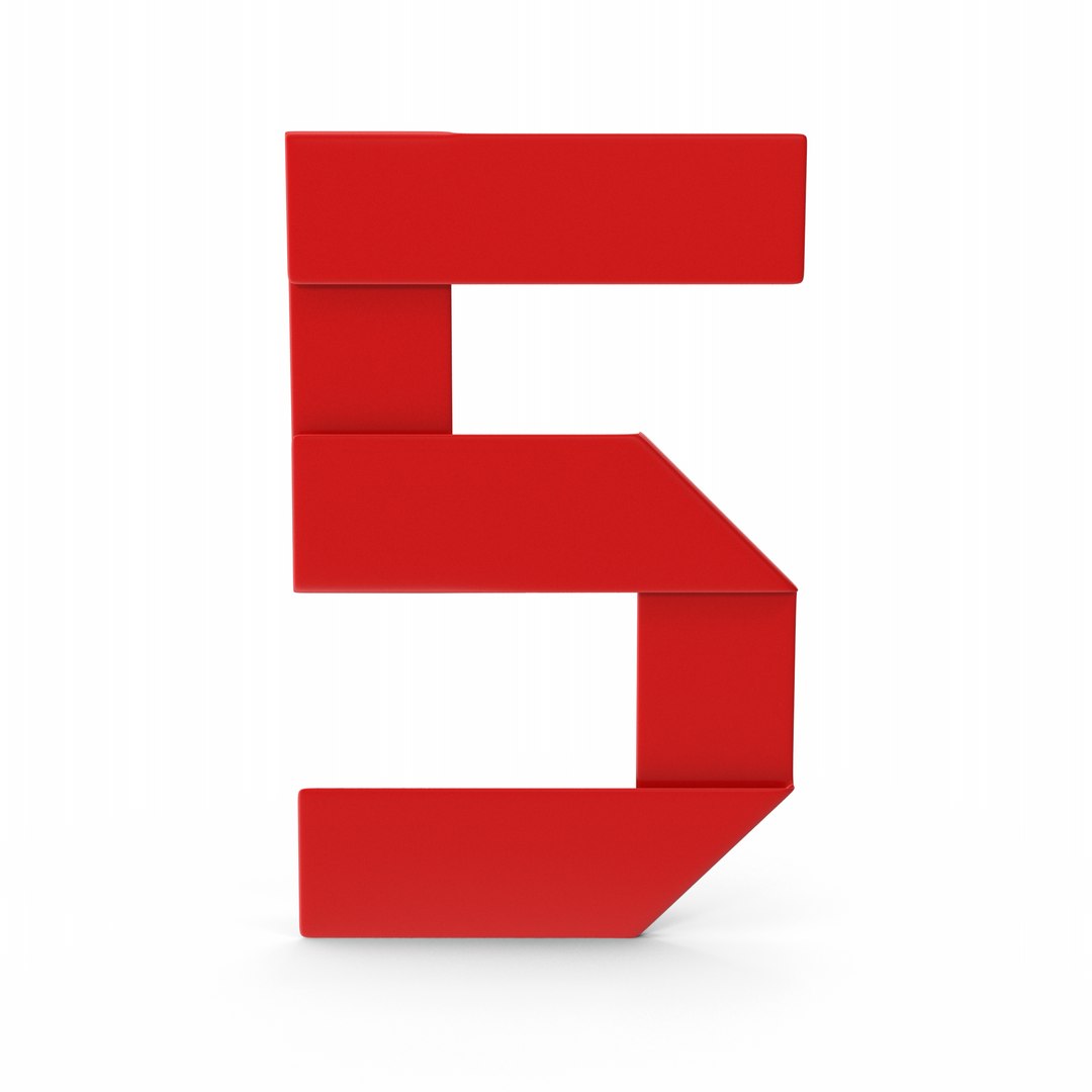 Red Ribbon Number 5 3D Model - TurboSquid 2166248