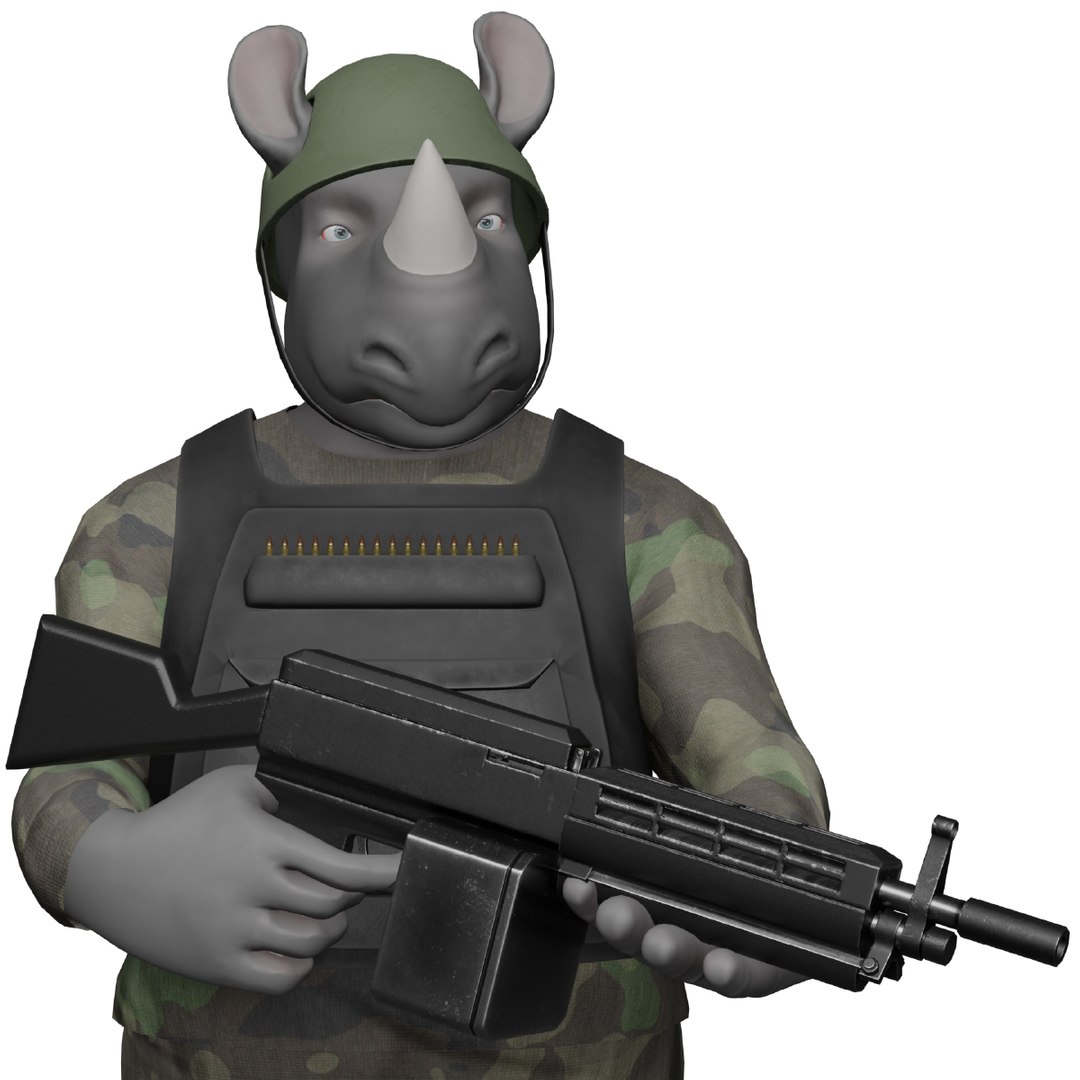 Character Military Rhino With Weapon LMG Model - TurboSquid 1898196