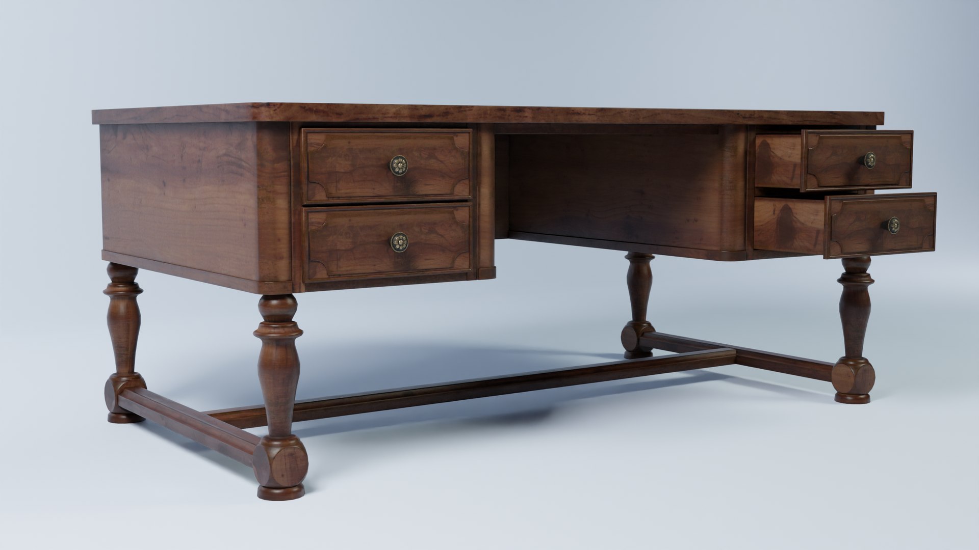 Vintage Desk Table 3D Model - TurboSquid 1882564