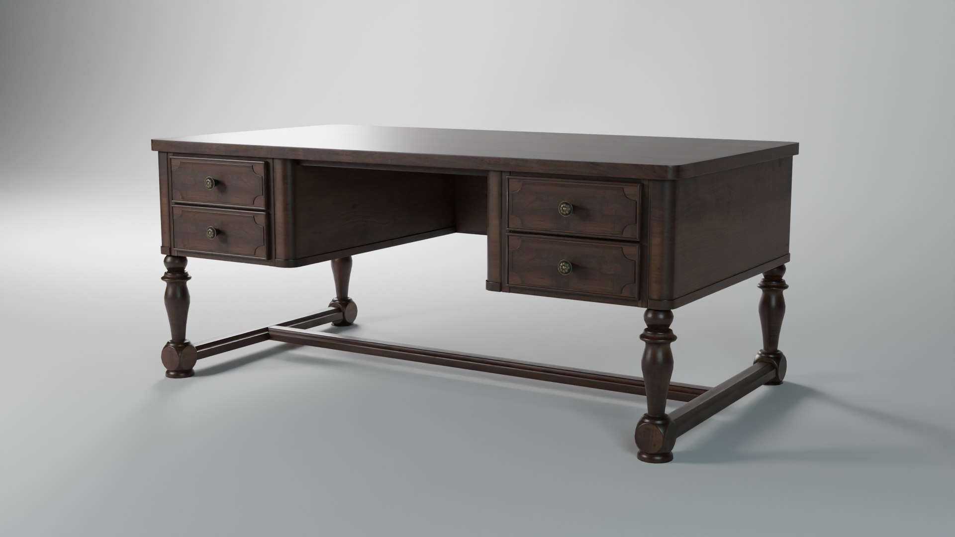 Vintage Desk Table 3D Model - TurboSquid 1882564