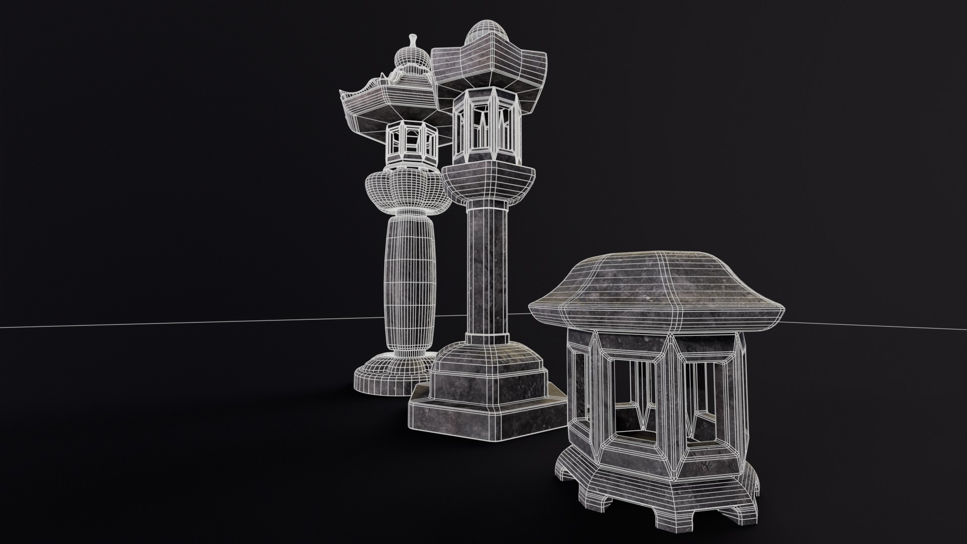 Forest Garden Japanese Lanterns Model - TurboSquid 2222768