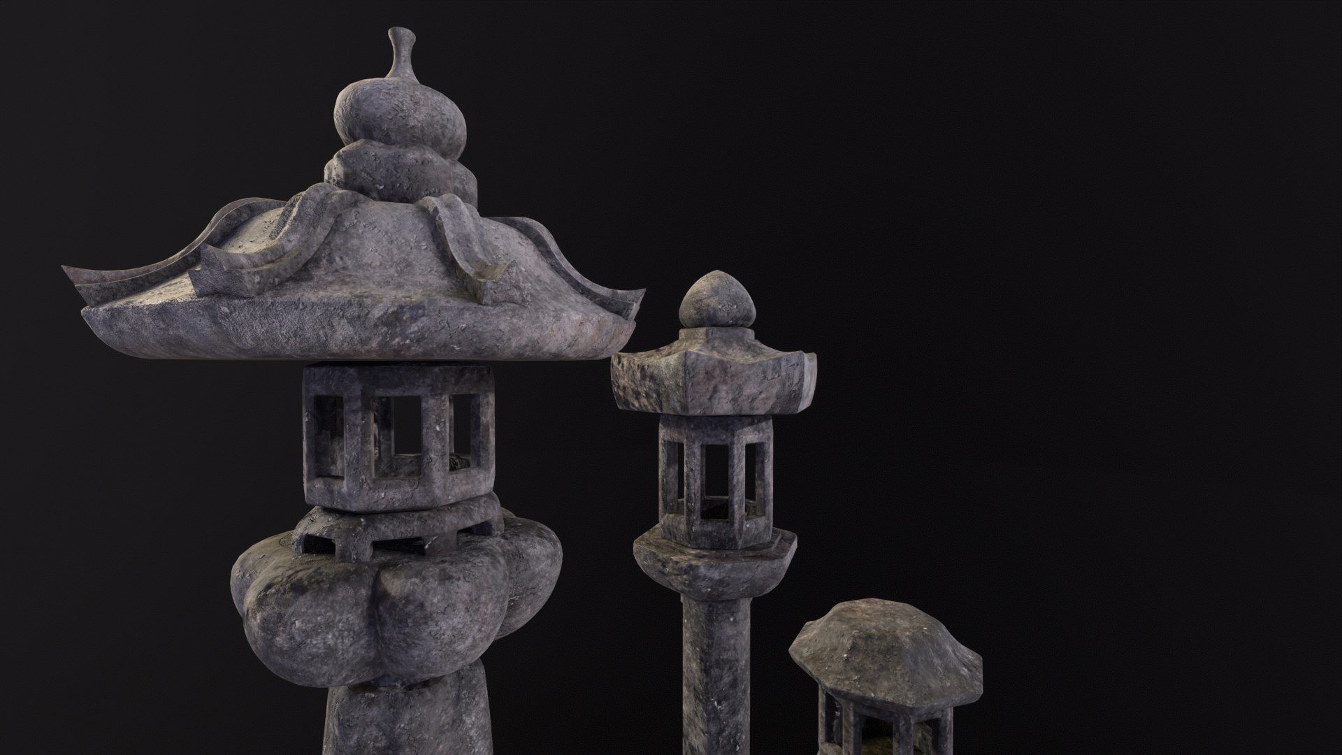 Forest Garden Japanese Lanterns Model - TurboSquid 2222768