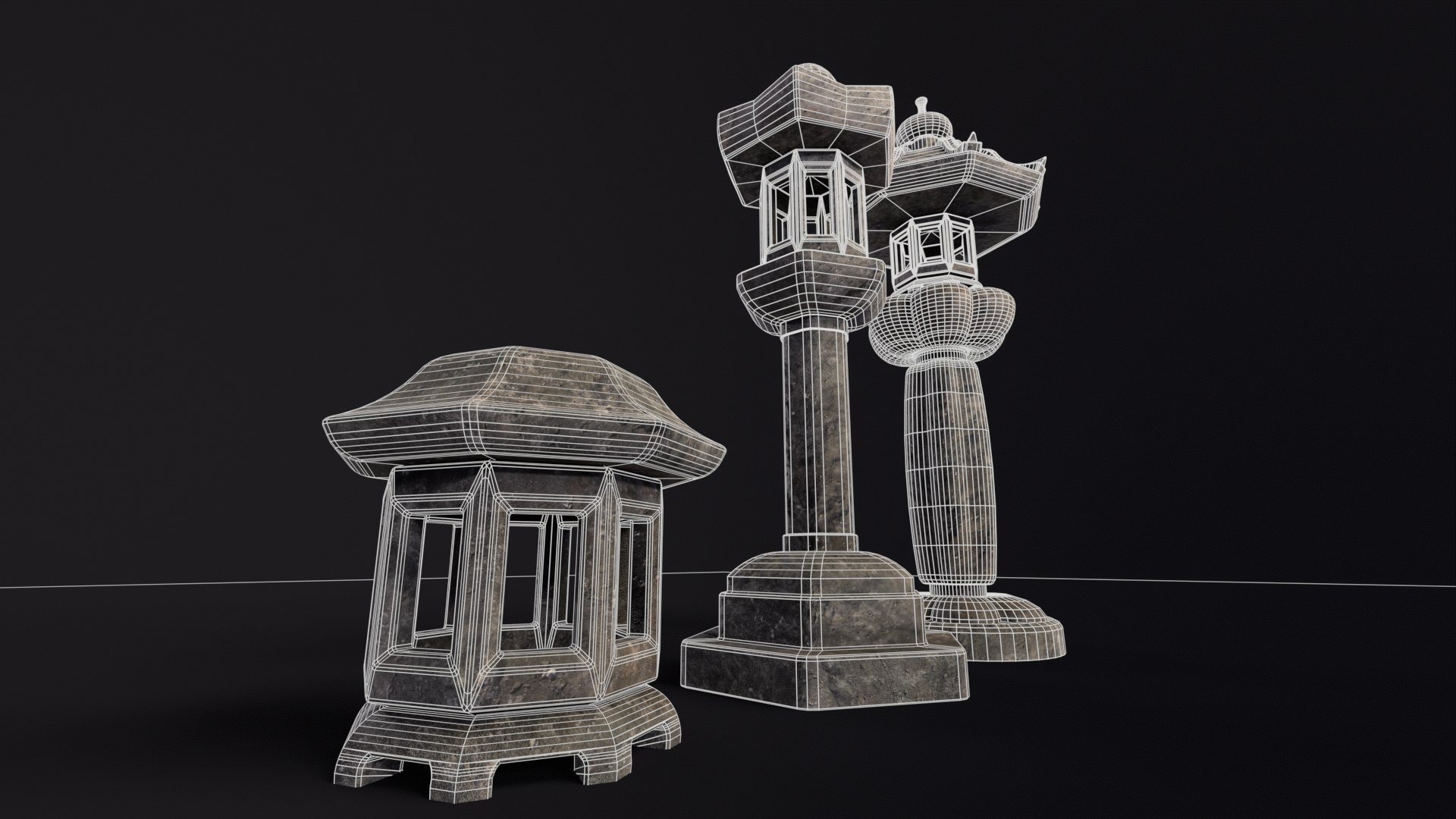 Forest Garden Japanese Lanterns Model - TurboSquid 2222768