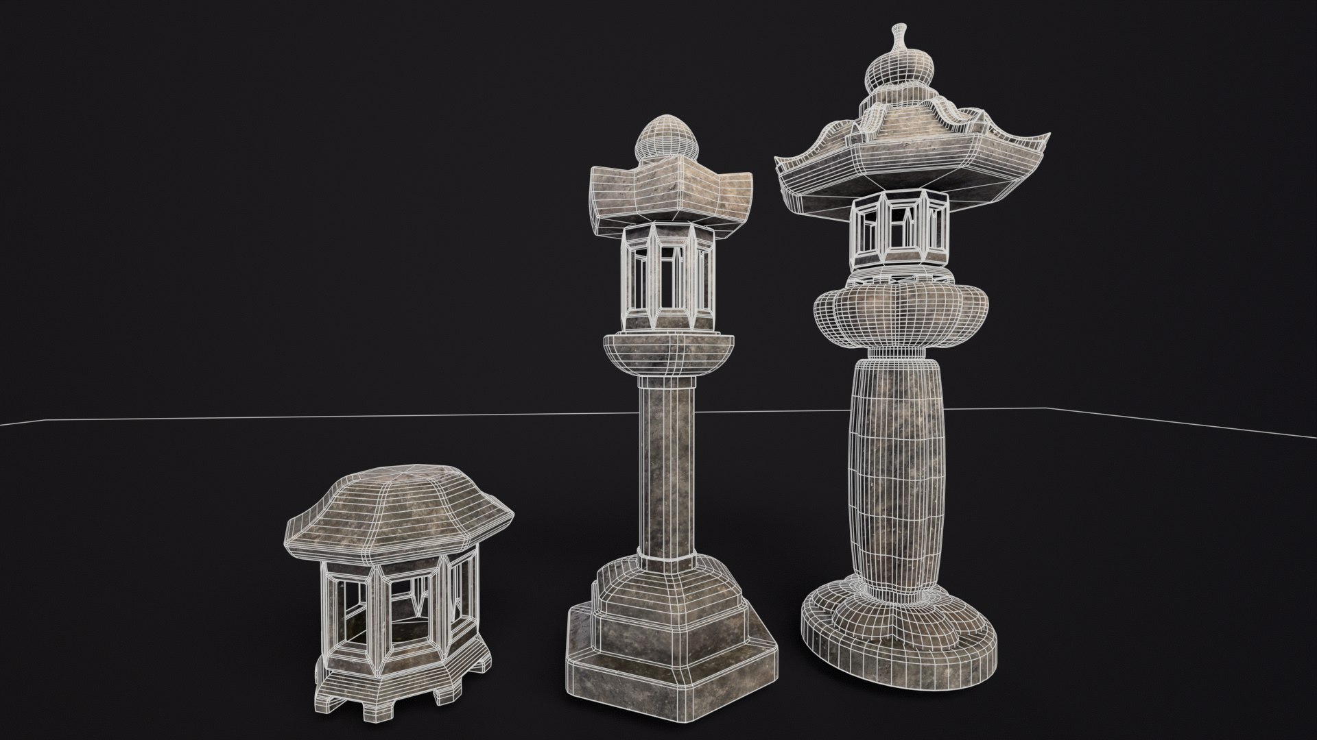 Forest Garden Japanese Lanterns Model - TurboSquid 2222768