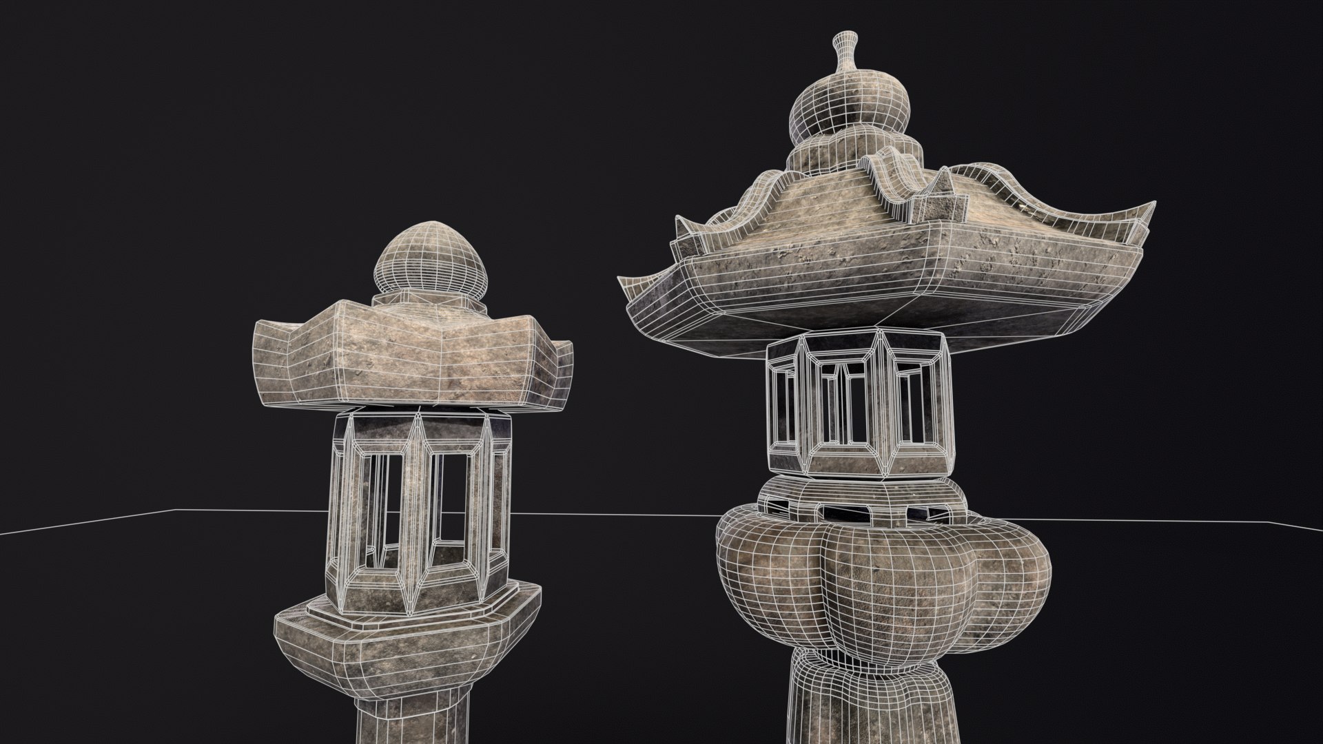 Forest Garden Japanese Lanterns Model - TurboSquid 2222768