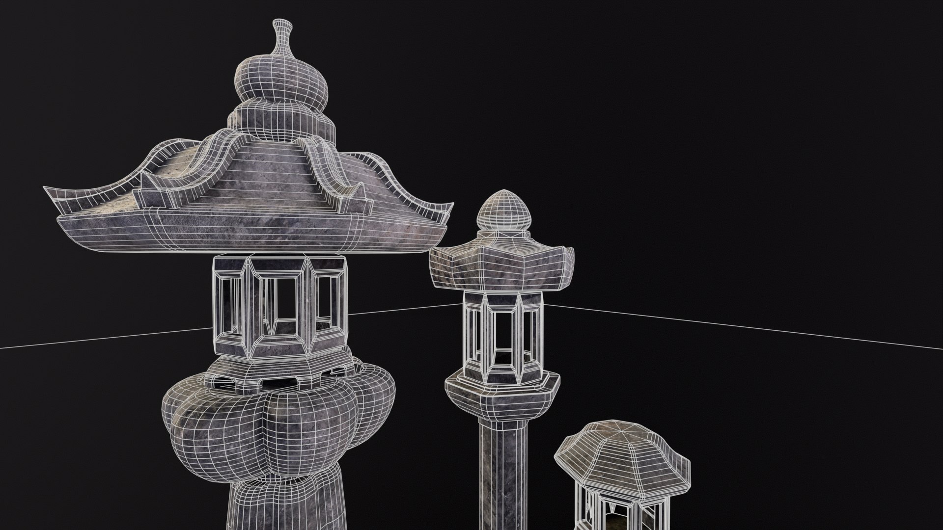 Forest Garden Japanese Lanterns Model - TurboSquid 2222768