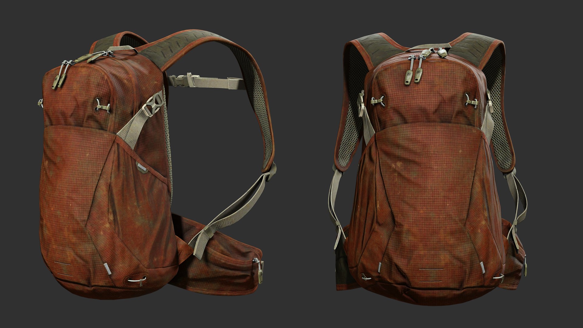 Worn Survival Backpack - PBR Outdoor Travel Bag 3D - TurboSquid 2420396