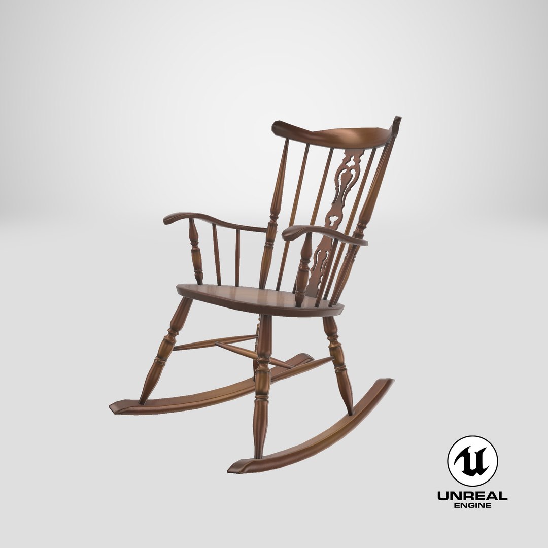 Vintage wooden rocking chair model - TurboSquid 1511507
