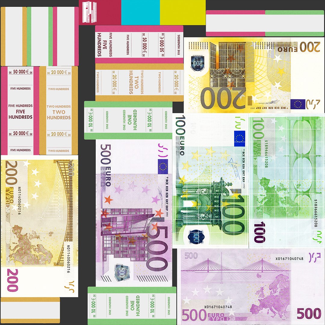 100 Euro Banknotes Bills 3D Model - TurboSquid 1449306
