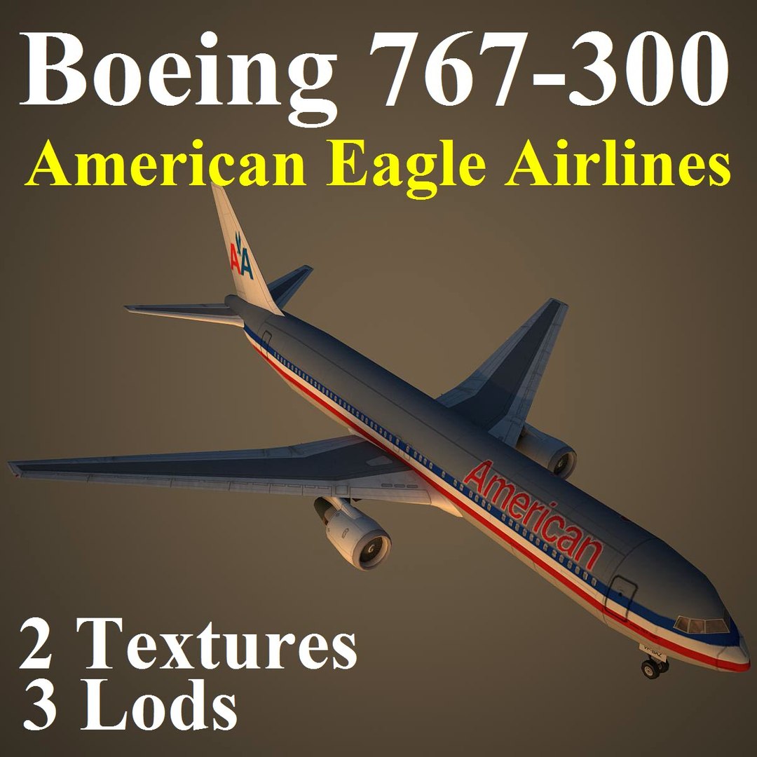 3d Boeing 767-300 Aal Model