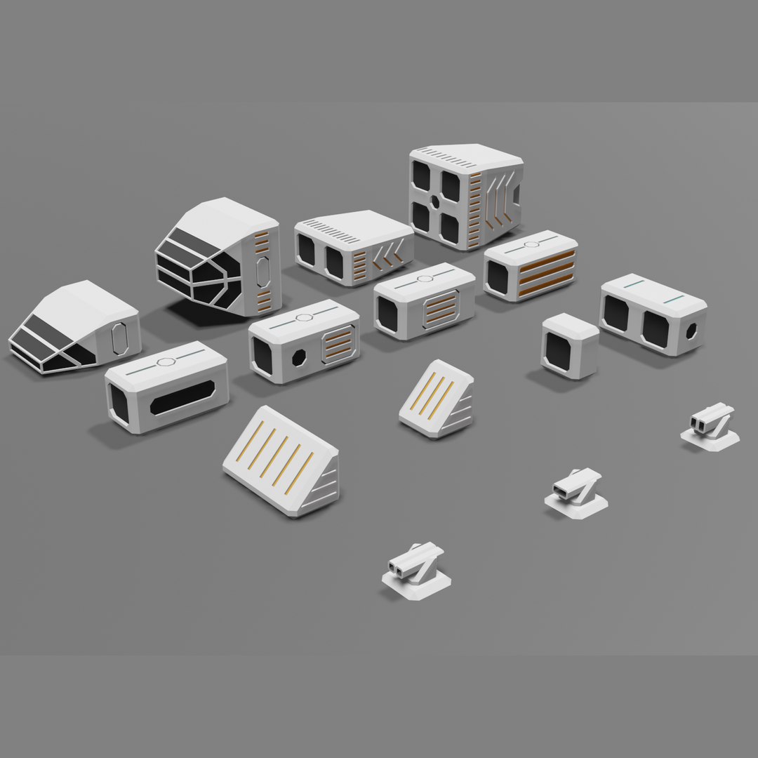 Set 15 spaceship modules 3D - TurboSquid 1703466