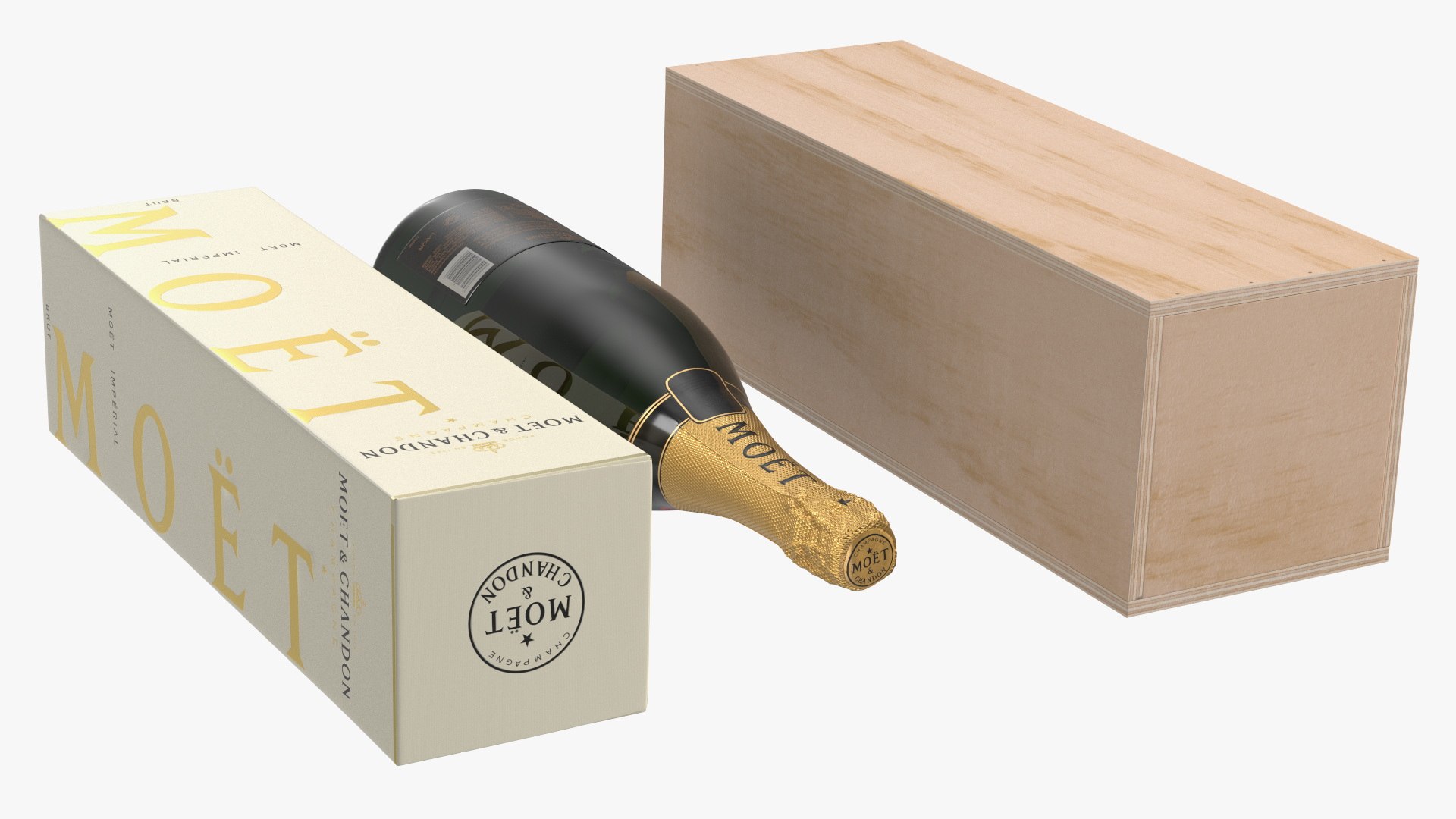 3D Model Set Champagne Moet And Chandon Brut Imperial - TurboSquid 2276760