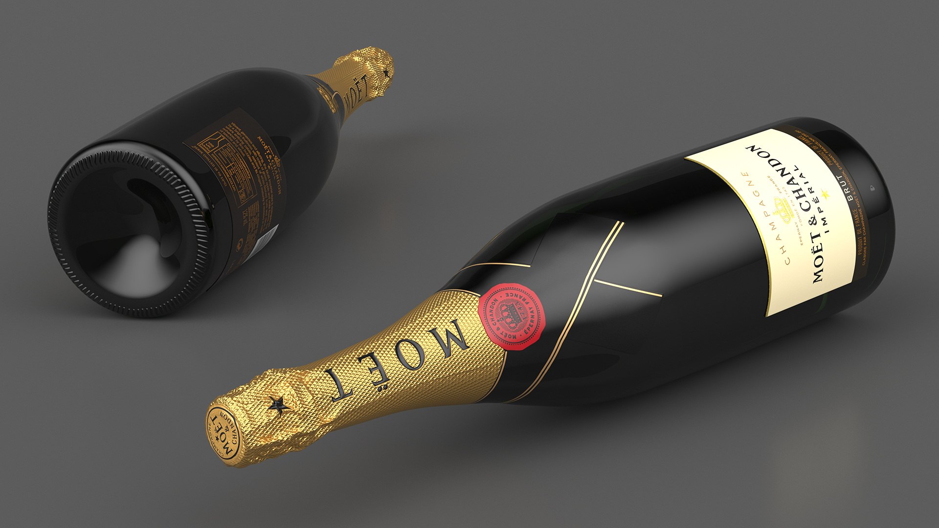 3D Model Set Champagne Moet And Chandon Brut Imperial - TurboSquid 2276760