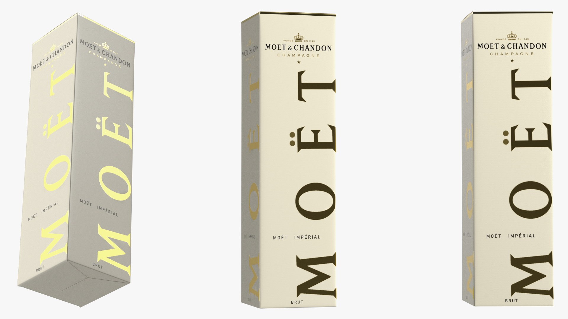 3D Model Set Champagne Moet And Chandon Brut Imperial - TurboSquid 2276760