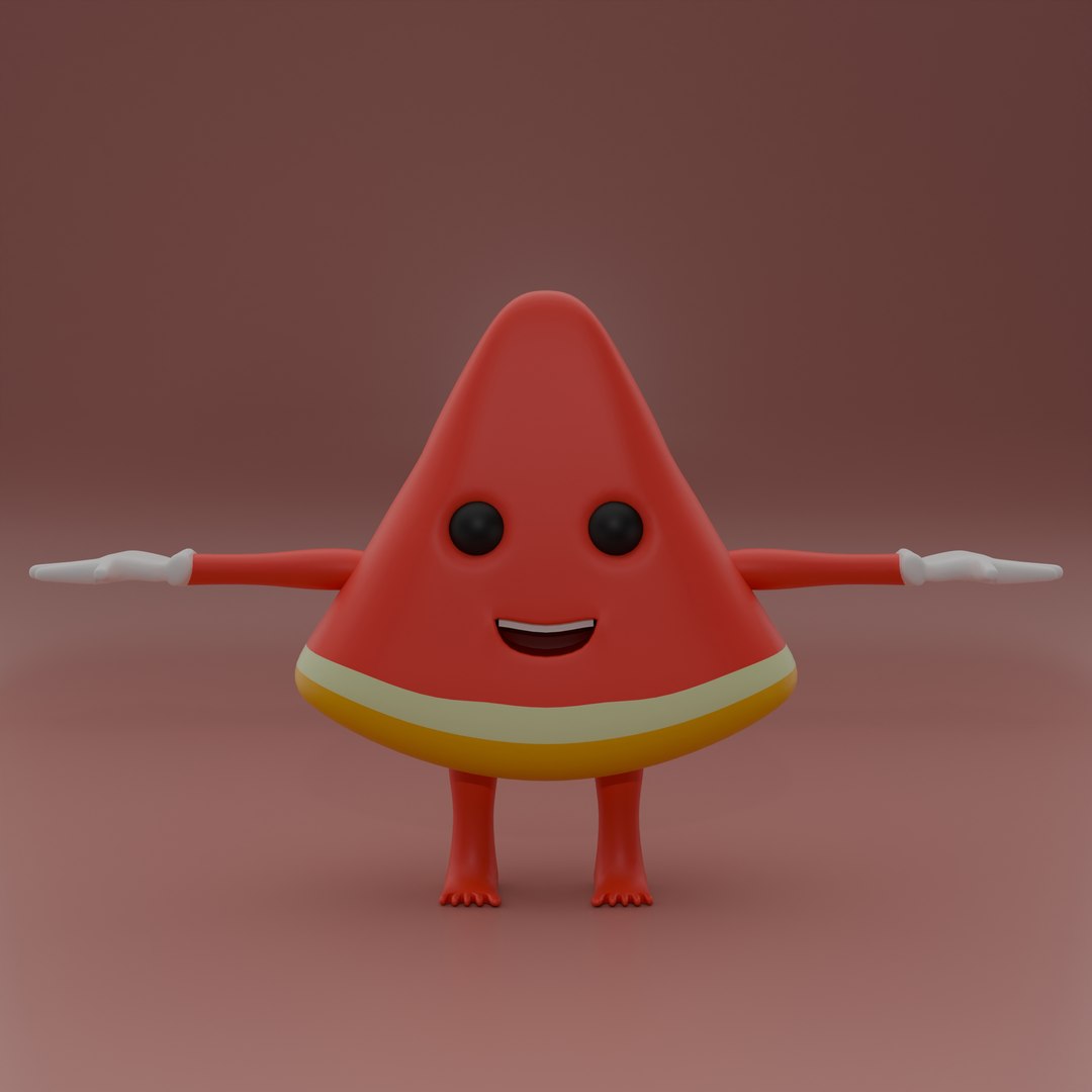 Cute Watermelon Character Summer Edition 3D Model - TurboSquid 2240686