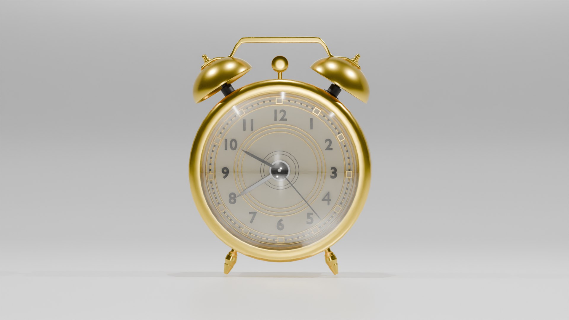 3D Realistic Golden Clock - TurboSquid 2262478