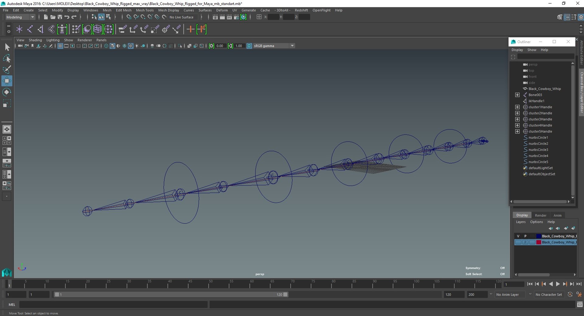 3D Black Cowboy Whip Rigged for Maya model - TurboSquid 2112354