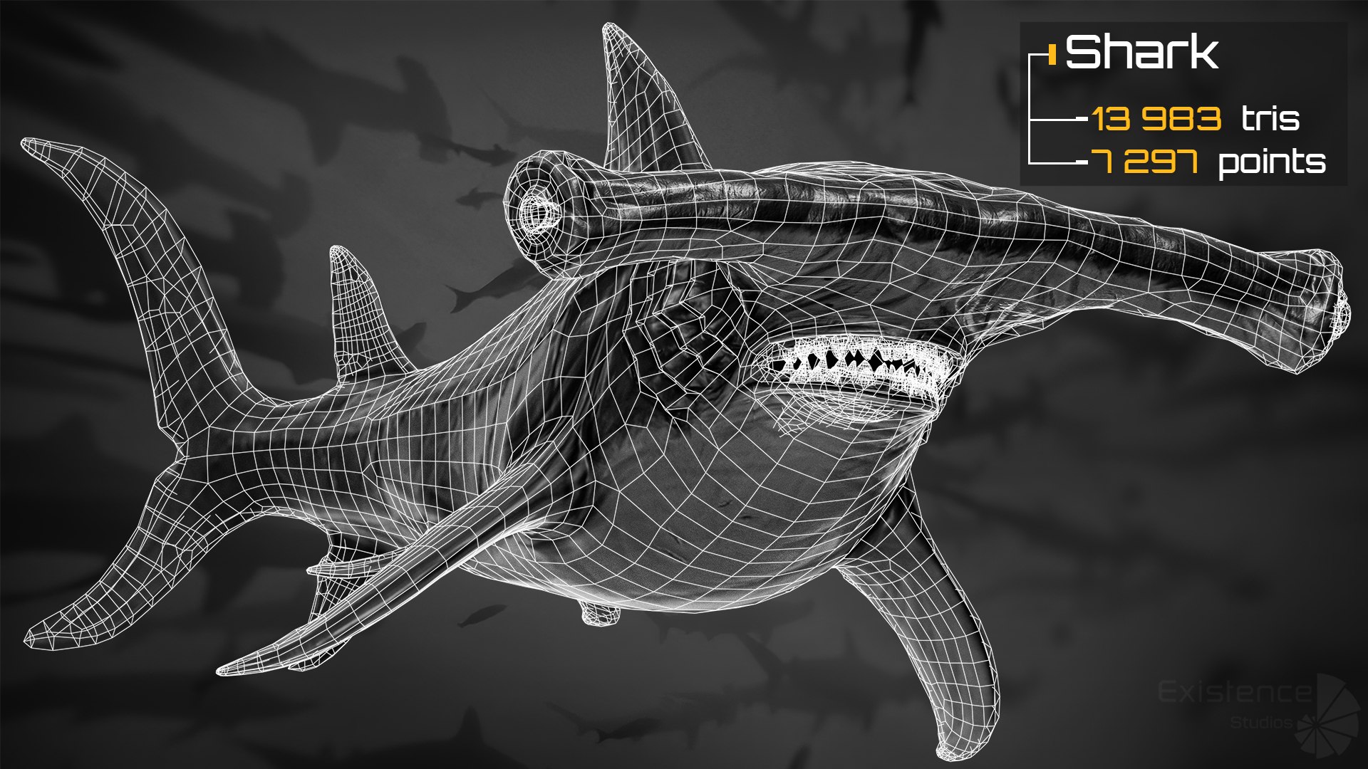 3D Hammerhead Shark - Ocean Predator - Underwater Creature - 29 ...