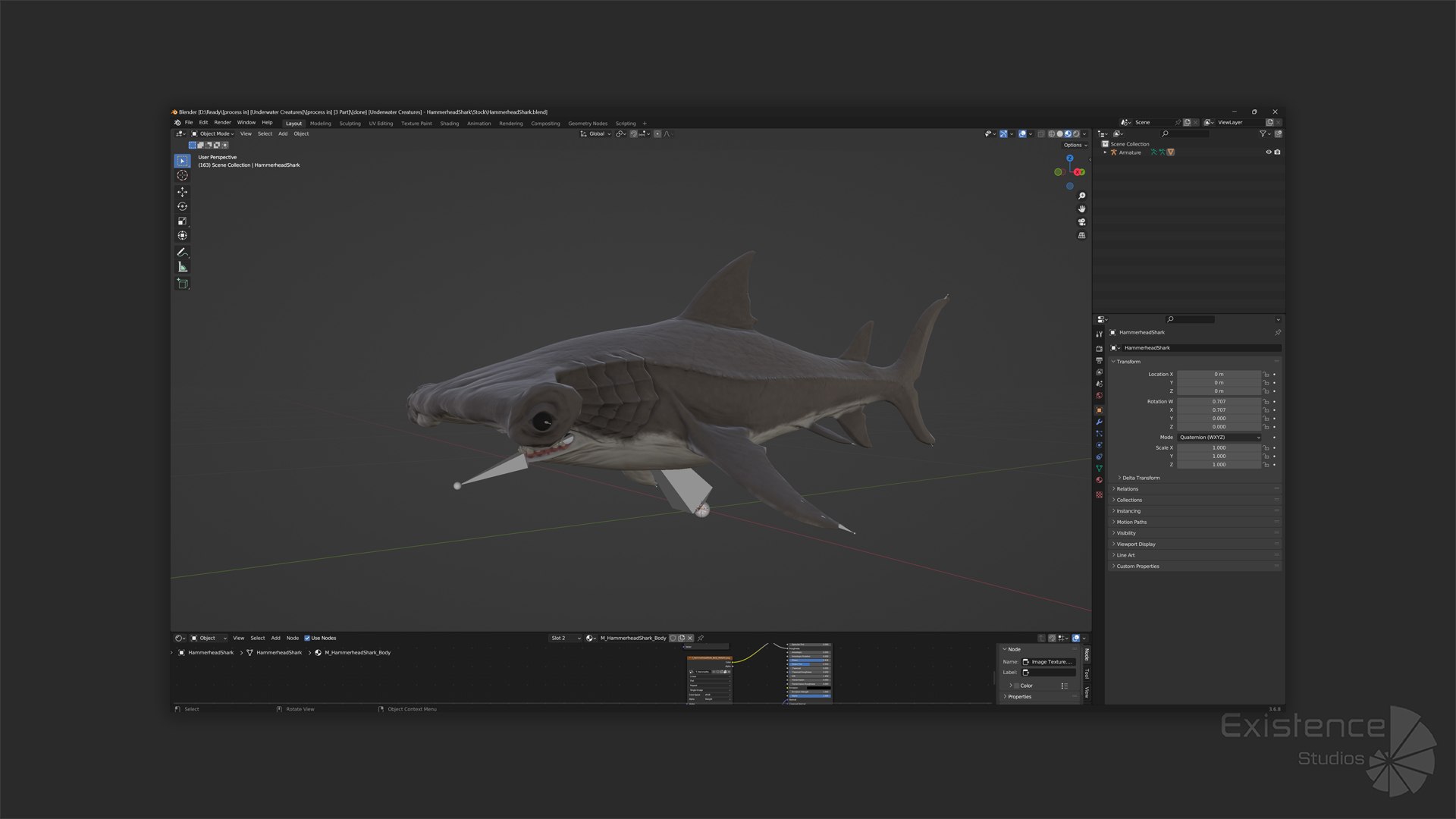 3D Hammerhead Shark - Ocean Predator - Underwater Creature - 29 ...