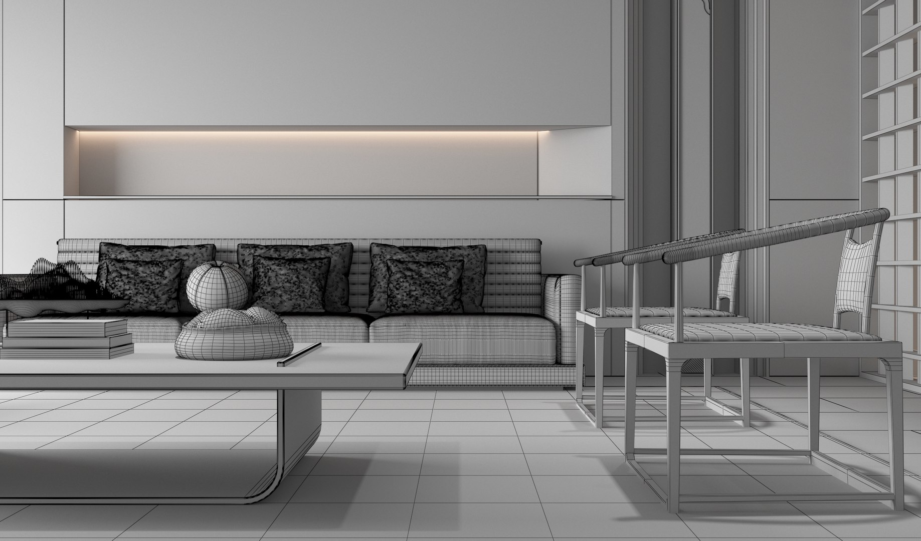 Chinese-style Living Room 3D Model Interior Design Style 3D ...