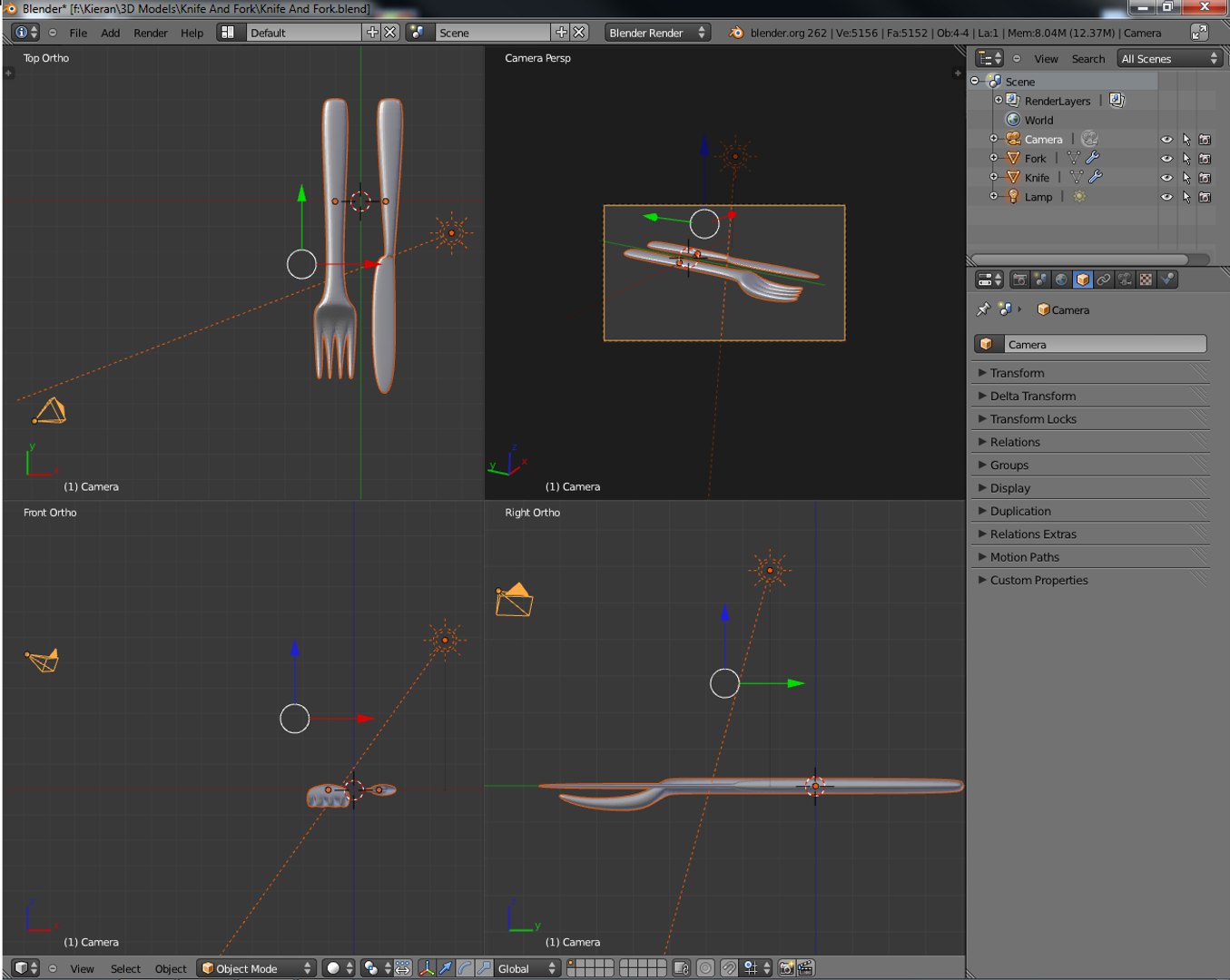 Free Simple Knife Fork 3d Model